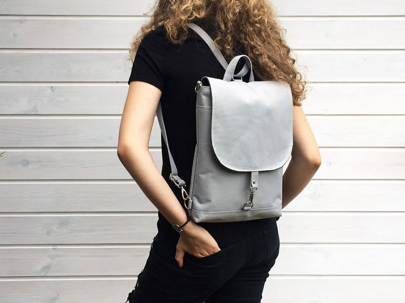 Women Light Gray Backpack Minimalist Cross Body Bag | Etsy