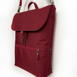 Vegan Burgundy Convertible Backpack: Waterproof Crossbody Laptop Bag - Etsy