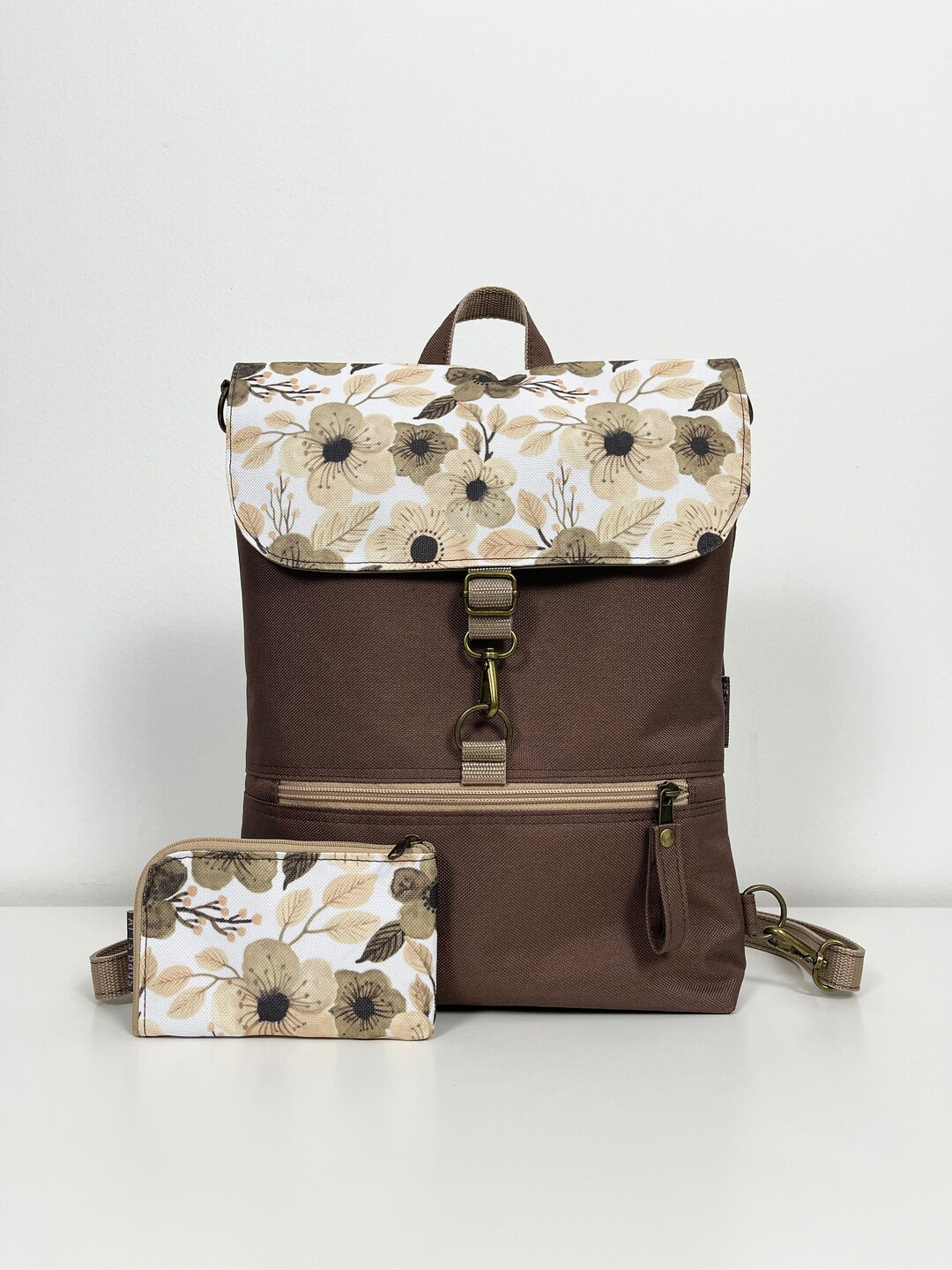 Floral Cottagecore Convertible Backpack for Women. Vegan Waterproof ...