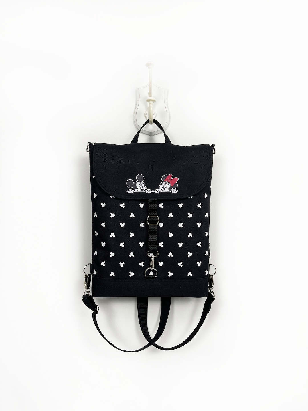 Black Mickey Mouse Backpack, Vegan Disney Bag, Women Cross Body Bag ...