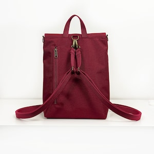 Burgundy Cottagecore Style Convertible Backpack for Women, Botanical ...