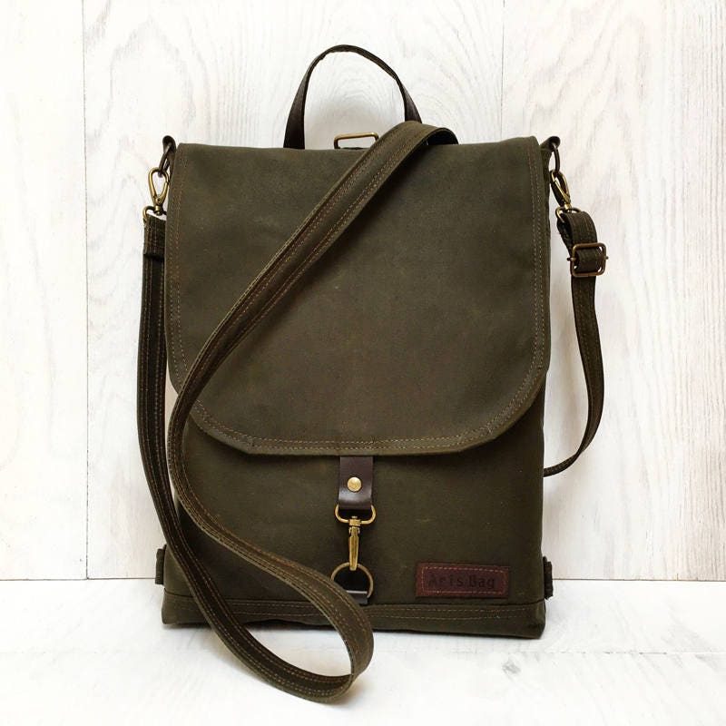 Forest Green Backpack Waxed Canvas Rucksack Sustainable - Etsy