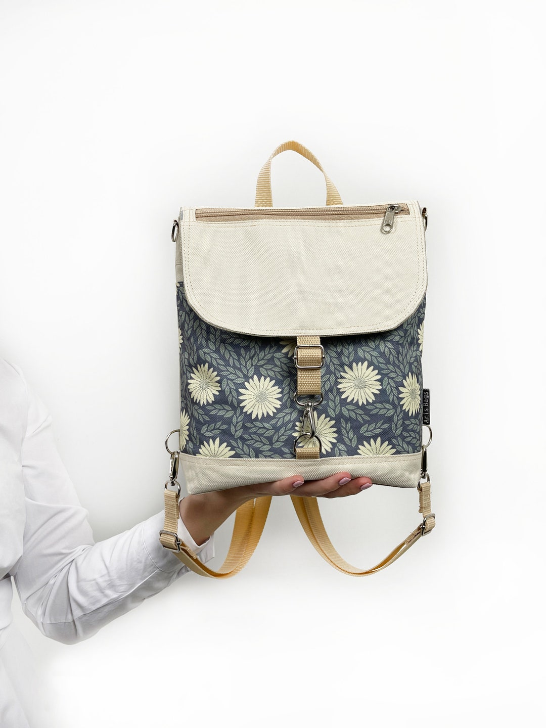 Daisy Floral Backpack, Women Crossbody Bag, Boho Mini Backpack ...