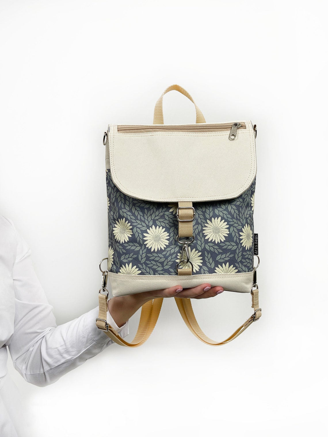 Daisy Floral Backpack: Waterproof Vegan Cordura Crossbody Bag - Etsy