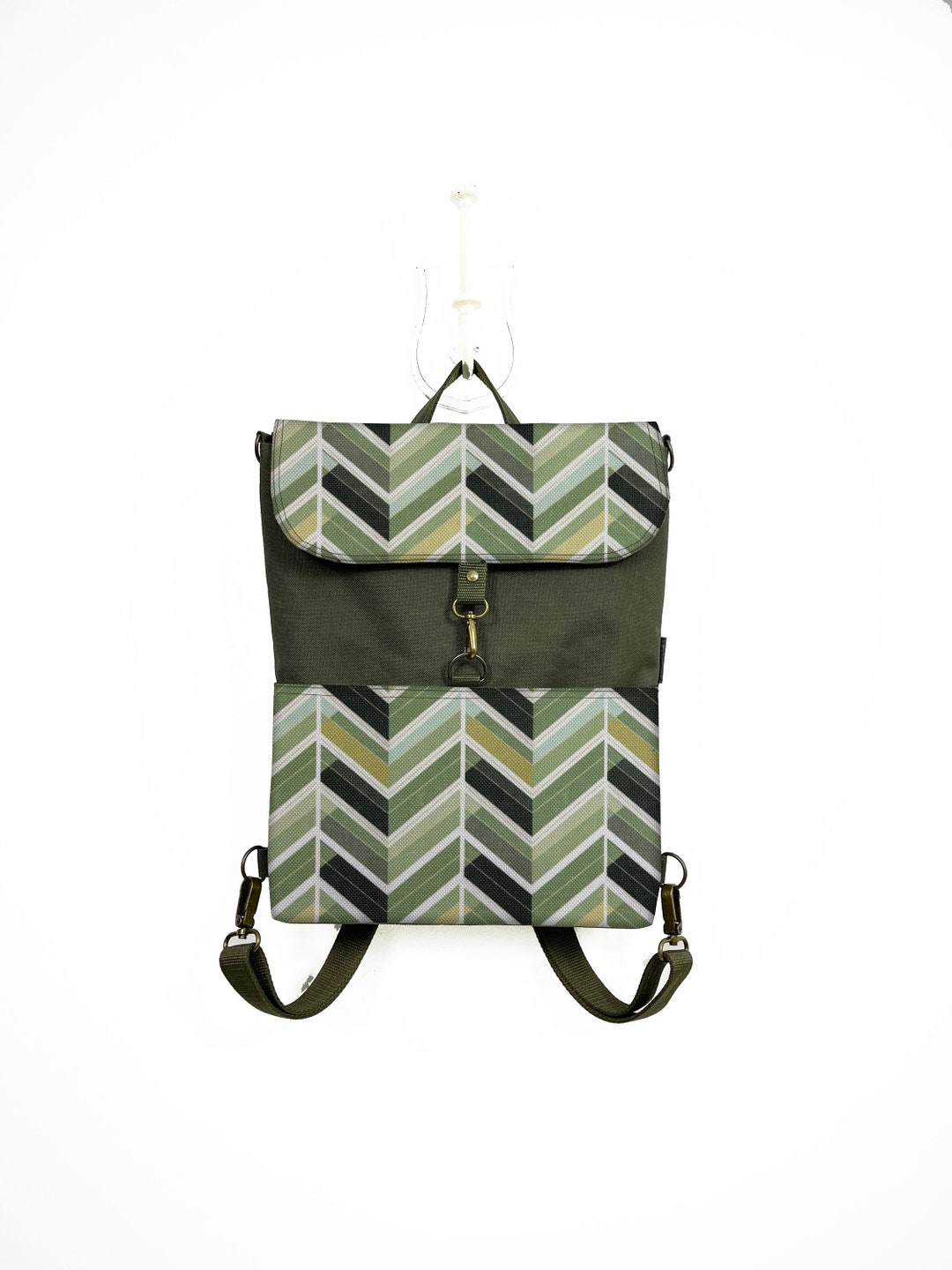 Convertible Backpack Tote & Crossbody Travel Bag, Chevron Waterproof ...