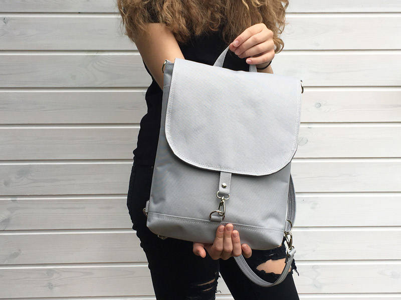 Women Light Gray Backpack Minimalist Cross Body Bag | Etsy
