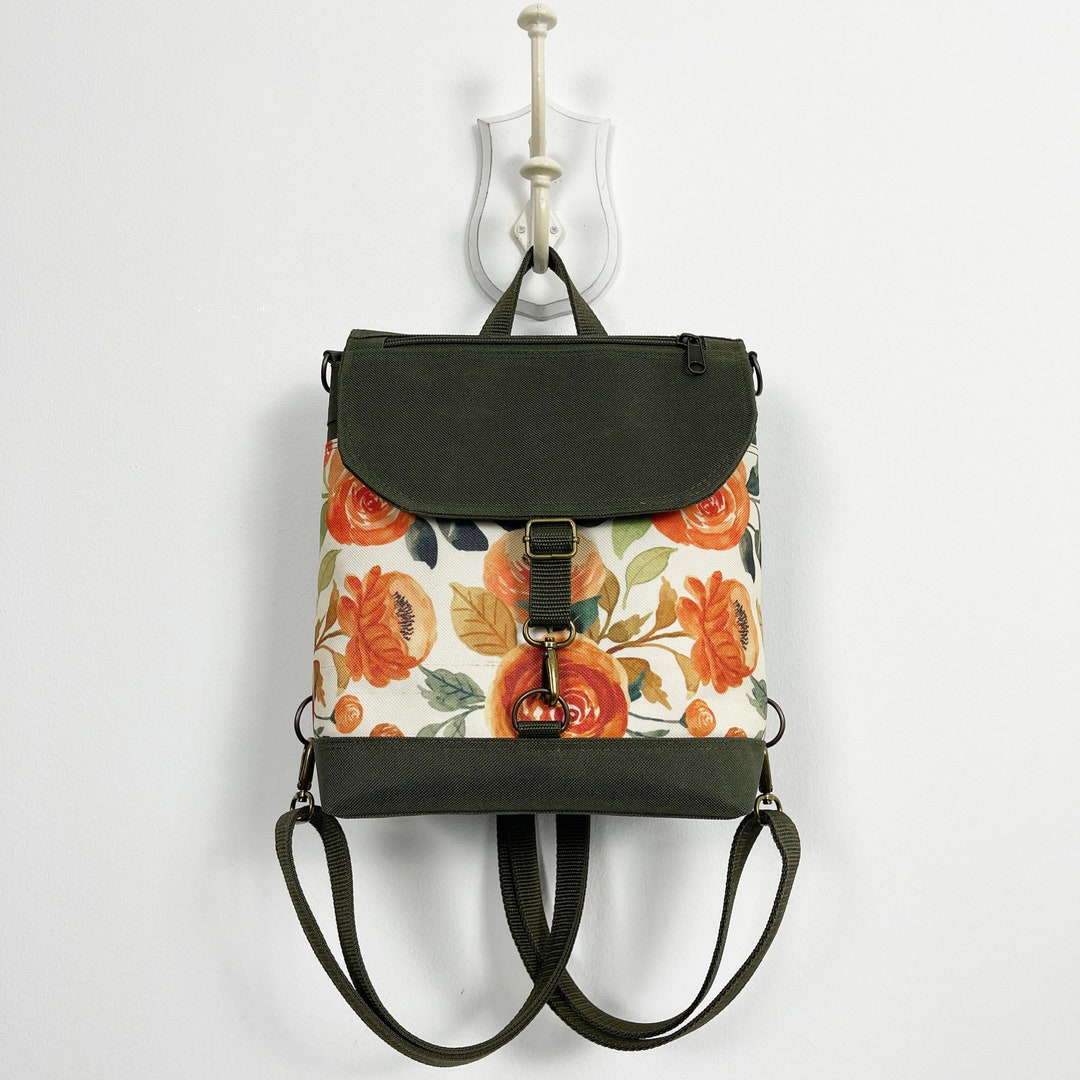 Forest Cottagecore Style Backpack for Women, Green Botanical Crossbody ...