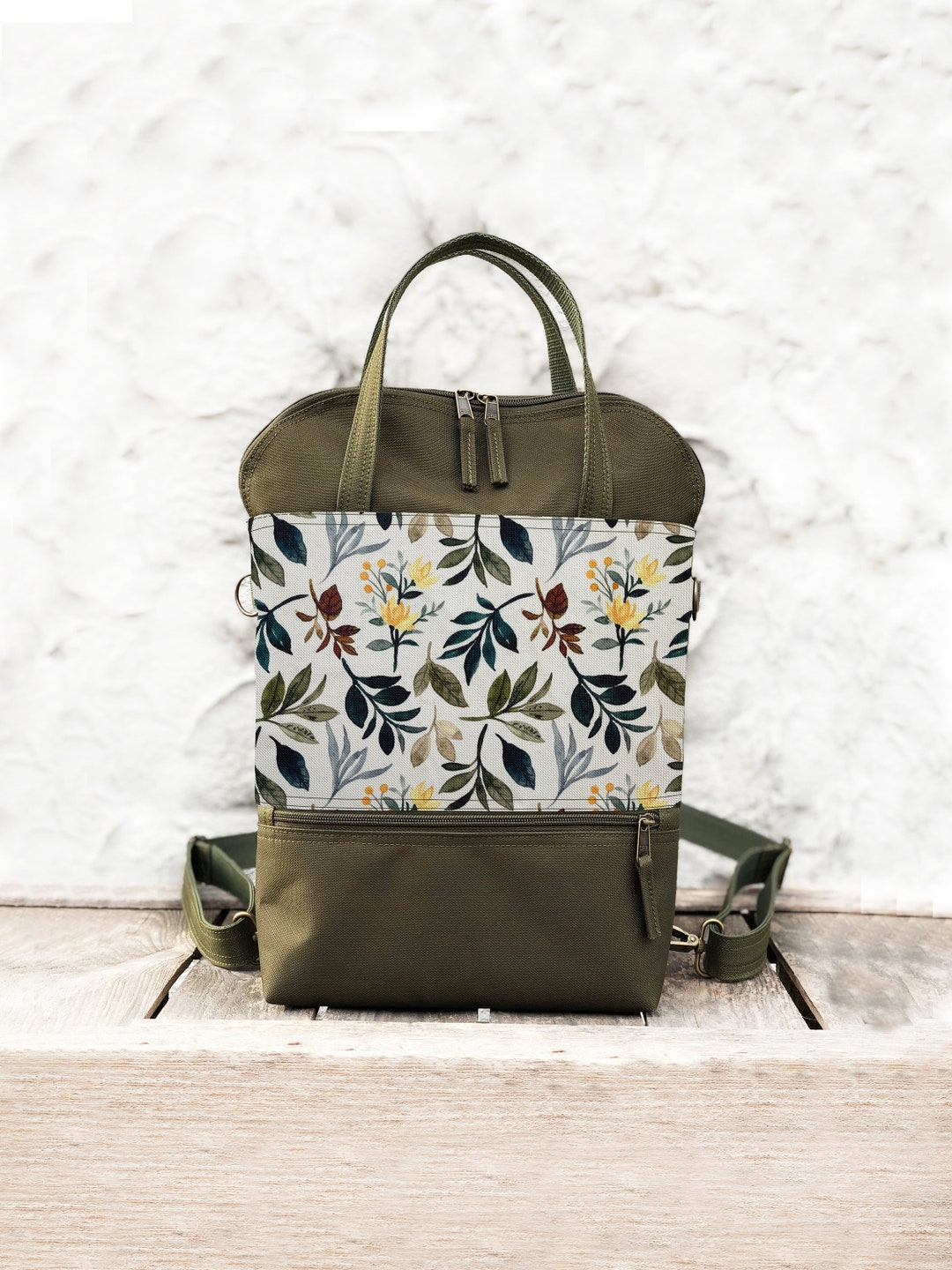 Meadow Floral Backpack for Women, Nature Lover Girl Bag, Green ...