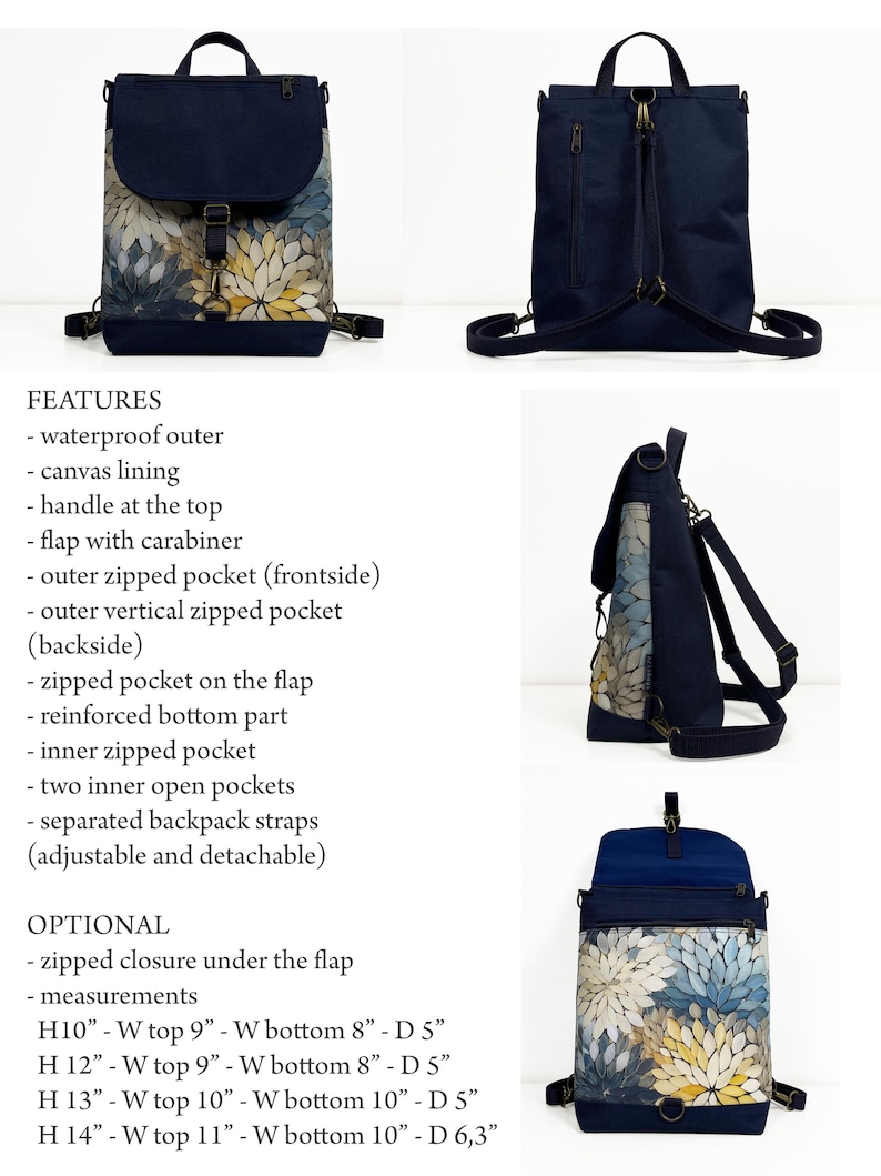 Floral Cottagecore Backpack: Waterproof Cordura Fabric, Customizable - Etsy