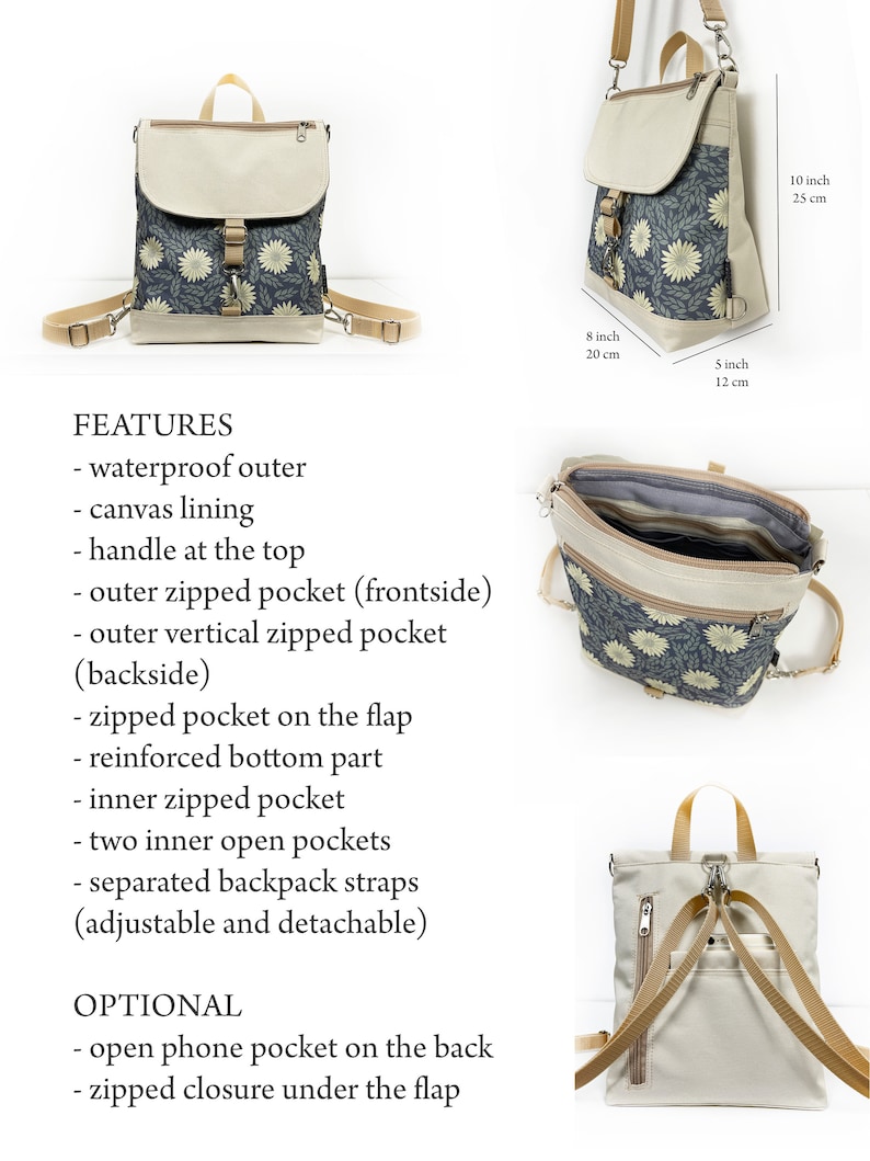 Daisy Floral Backpack Women Crossbody Bag Boho Mini - Etsy