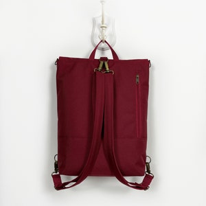 Vegan Burgundy Convertible Backpack: Waterproof Crossbody Laptop Bag - Etsy