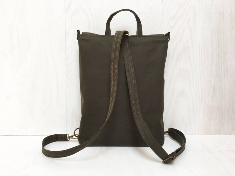 Forest Green Backpack Waxed Canvas Rucksack Sustainable - Etsy