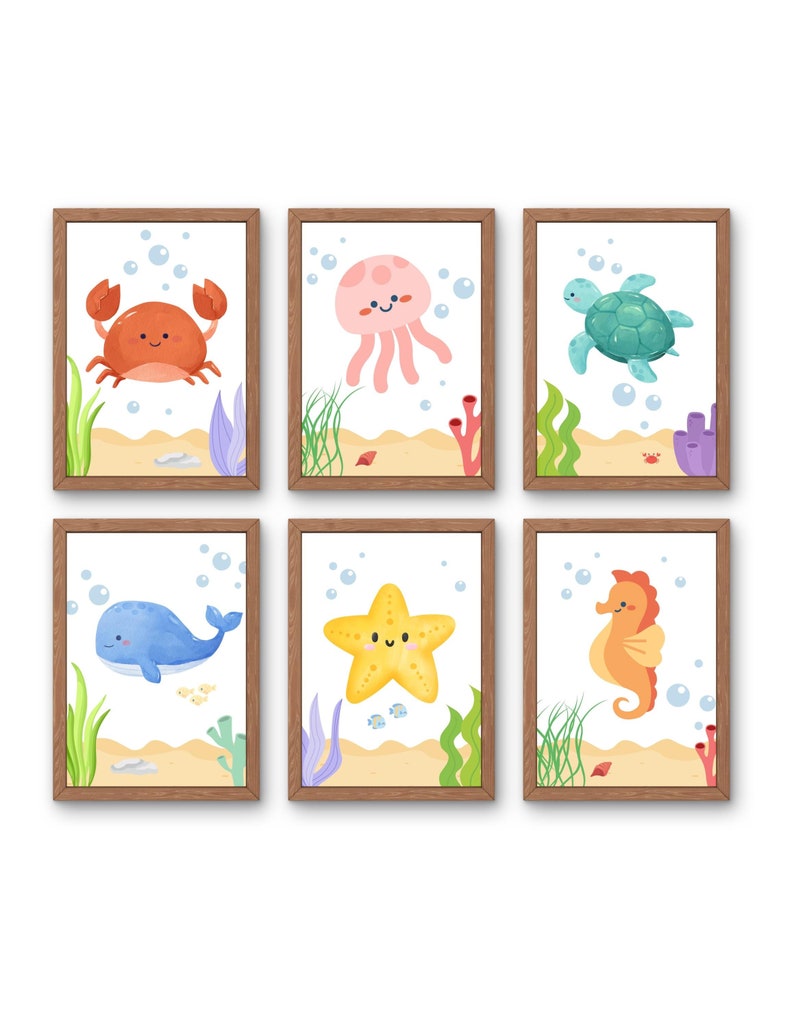 Sea Animal Nursery Prints Printable Ocean Wall Art for Baby Room Decor ...