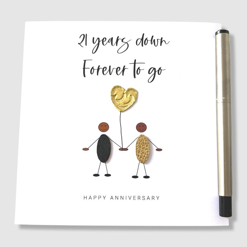 21st Wedding Anniversary Card 21 Years Down Forever to Go - Etsy