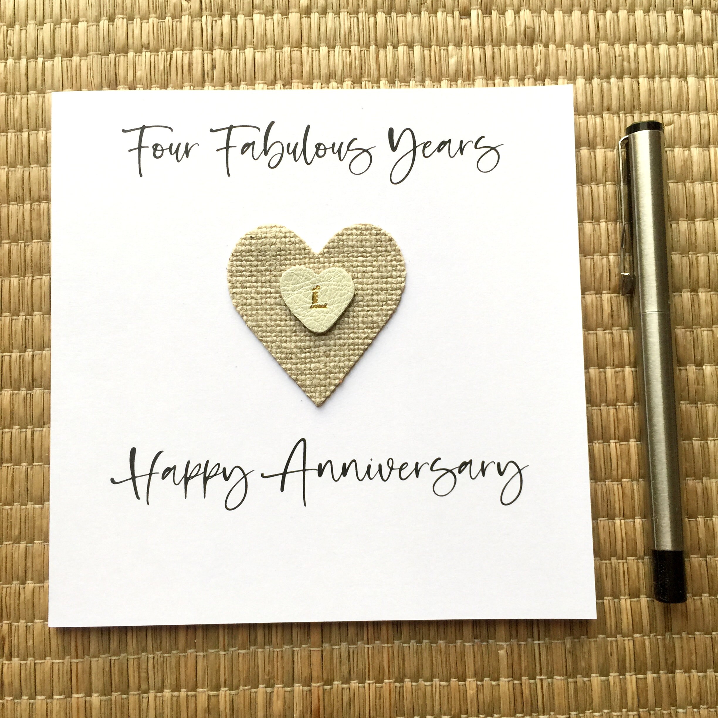 4th Anniversary Card Personalised Linen Wedding Anniversary Husband 