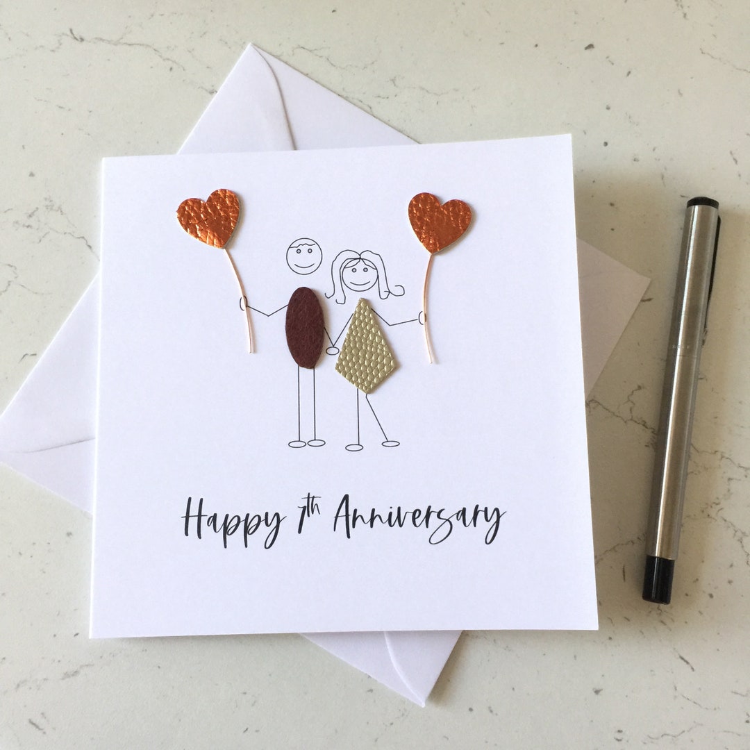 7th Anniversary Card Copper Wedding Anniversary Card Wife Husband Him ...