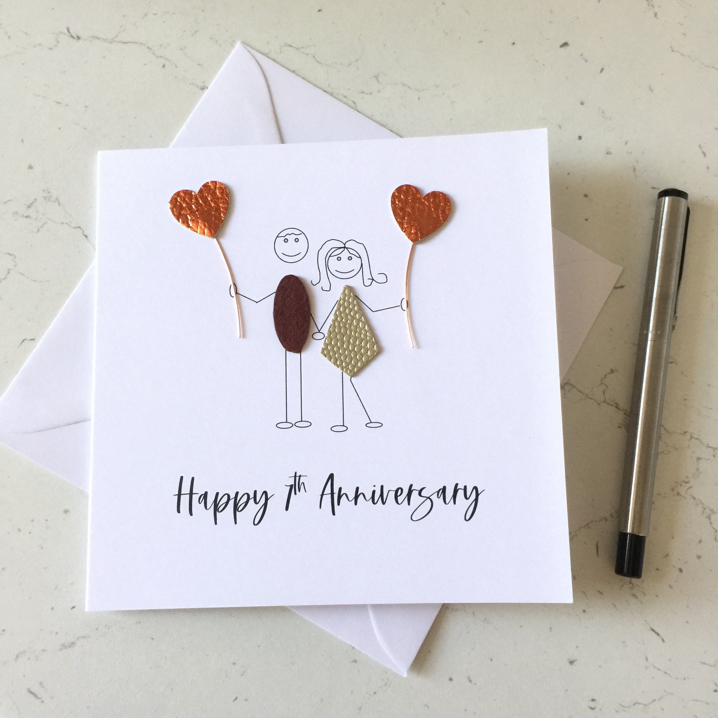 7th Anniversary Card Copper Wedding Anniversary Card Wife Husband Him 7th Anniversary Card Copper Wedding Anniversary Card Wife Husband Him
