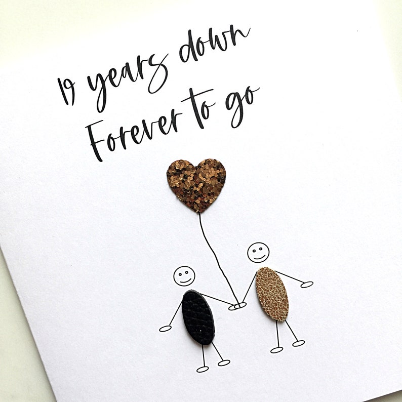 19 Years Down Forever to Go Anniversary Card 19th Bronze Wedding ...