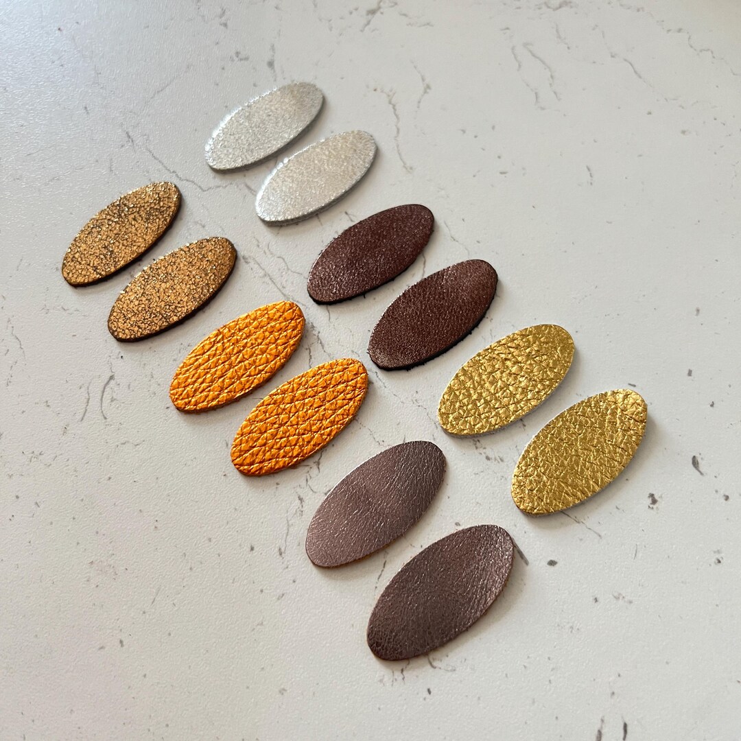Leather Oval Connectors Shapes, Metallic Earring Blanks - Etsy