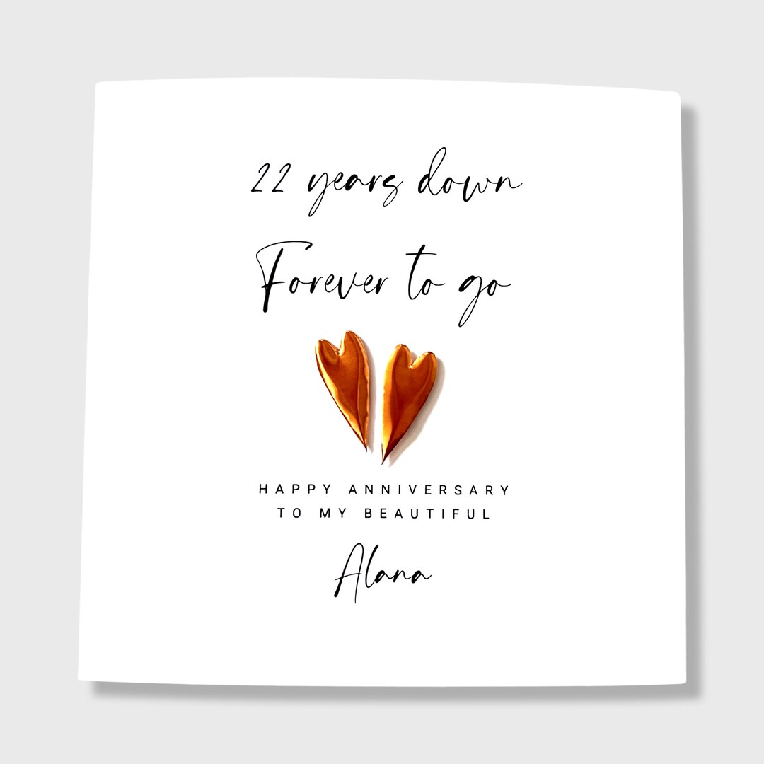 22nd Anniversary Card Personalised Copper Wedding Anniversary Him Her ...