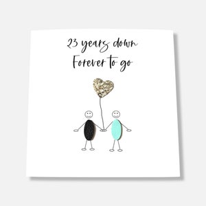 23 Years Down 23rd Wedding Anniversary Card Silver Plate Anniversary ...