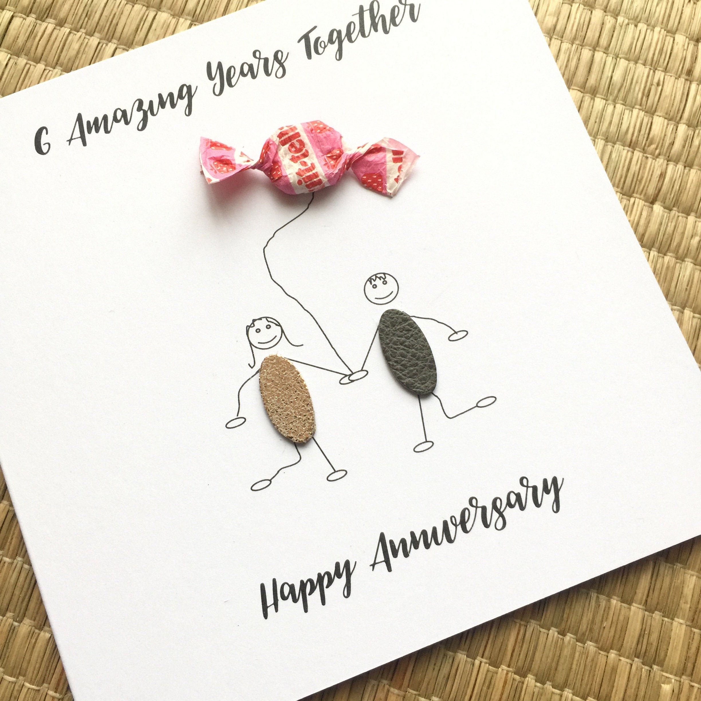 6th Wedding Anniversary Card Sugar Anniversary Card Candy Him Her 