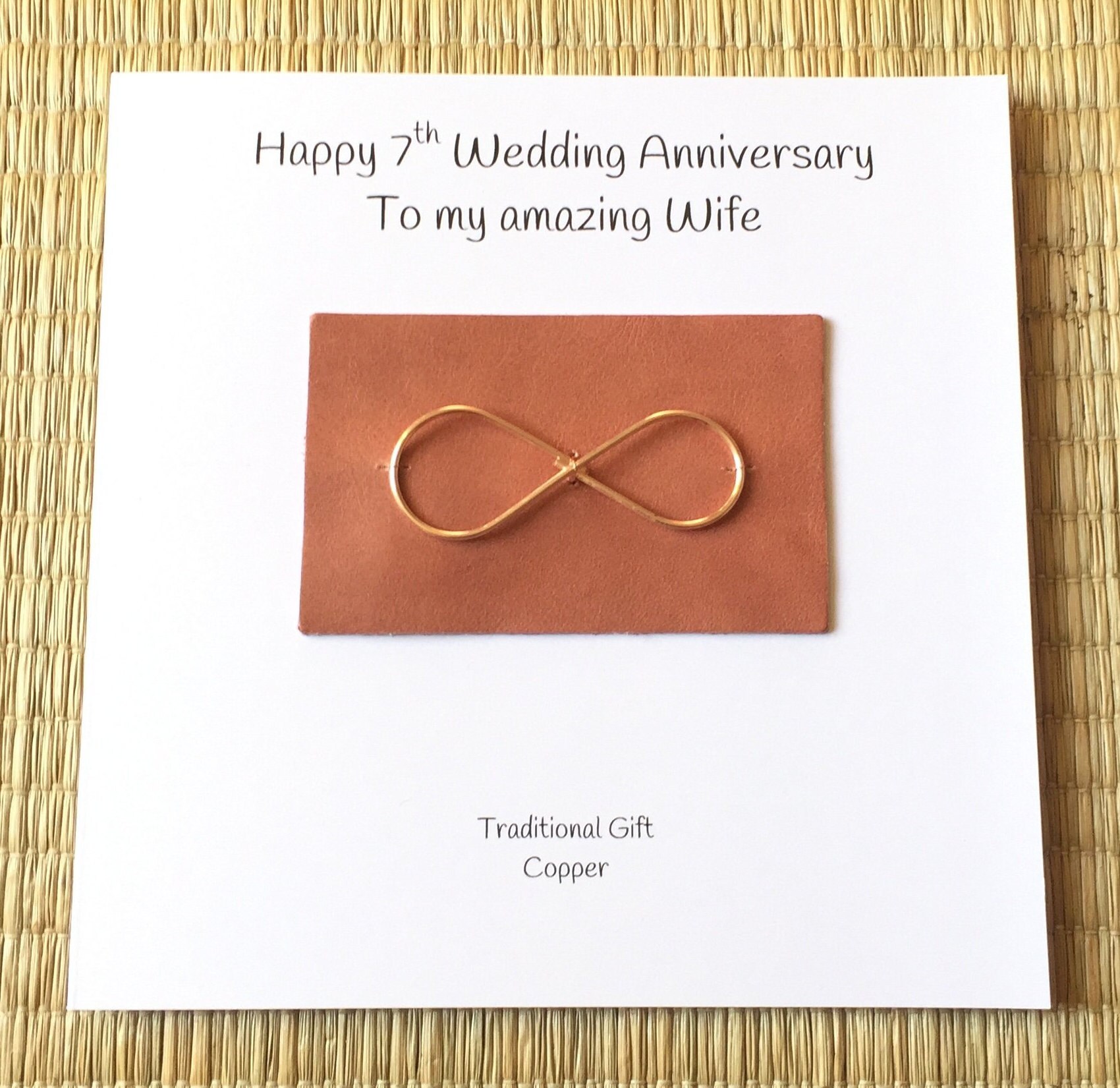 7th Wedding Anniversary Card Copper Anniversary Infinity Symbol Husband 