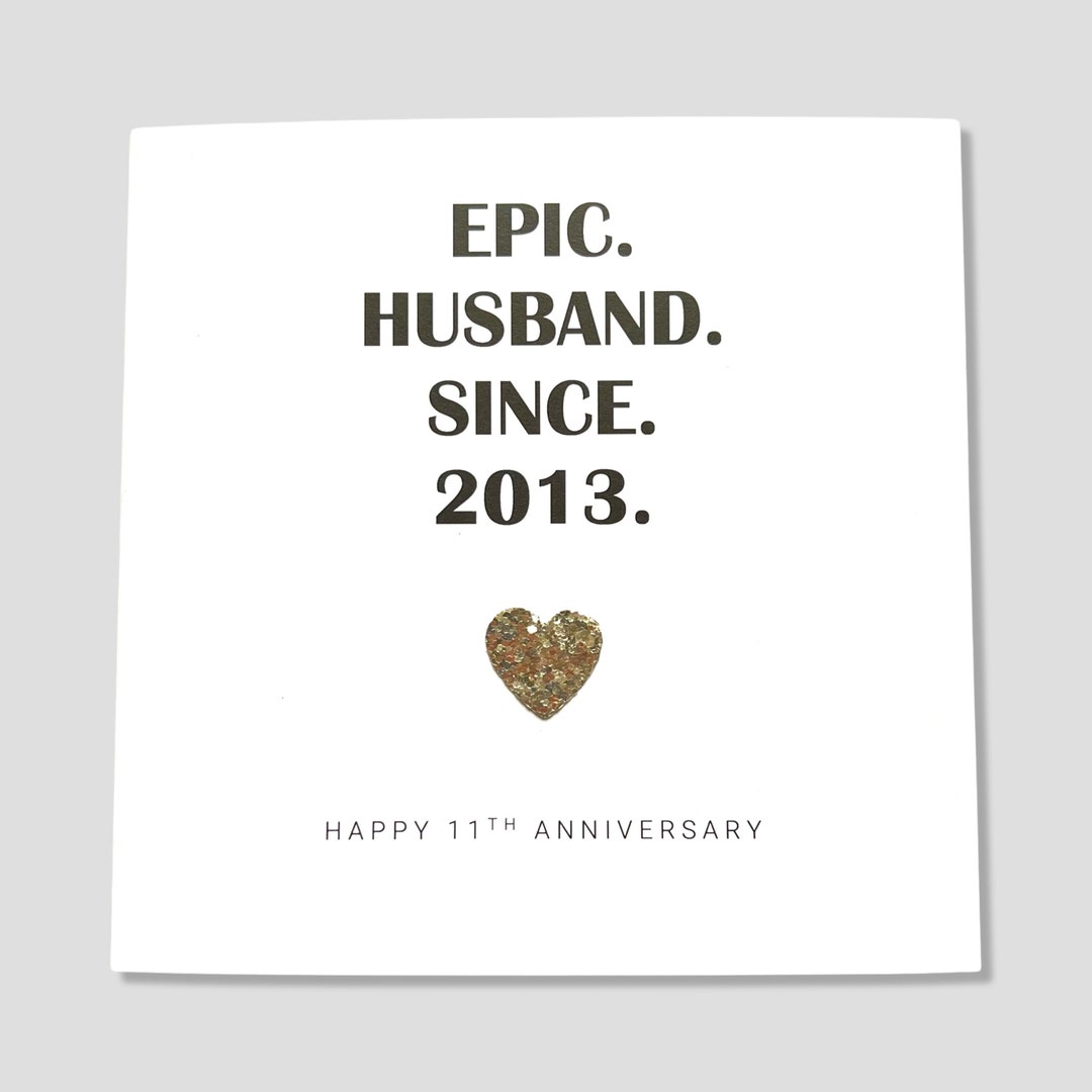 11th Wedding Anniversary Card Steel Anniversary Epic Wife Husband Him ...