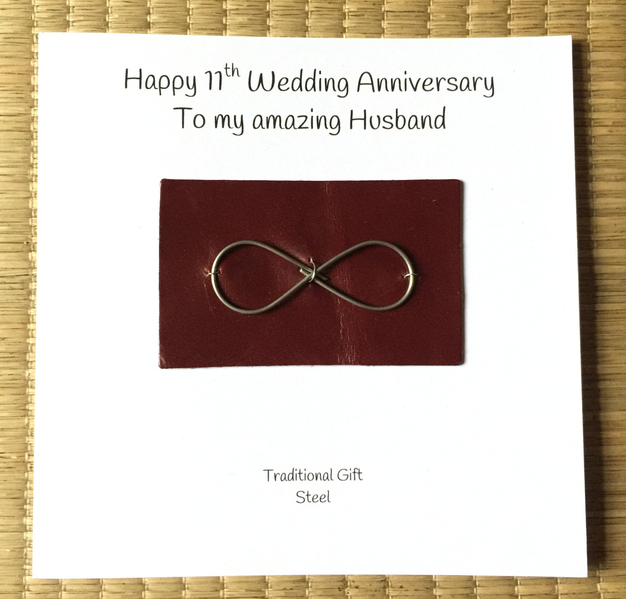 11th Wedding Anniversary Card Steel Anniversary Infinity Symbol Husband