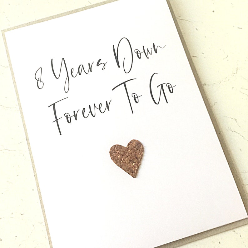 8th Anniversary Card Bronze Wedding Anniversary 8 Years Down | Etsy