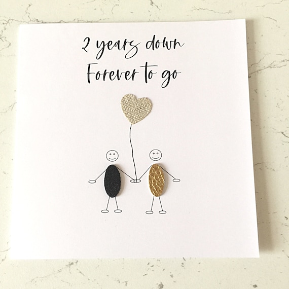 2nd Anniversary Card Cotton Wedding Anniversary Card Him Her | Etsy UK