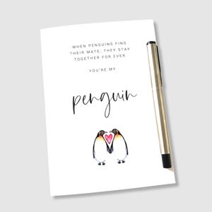 Valentine's Day Card You're My Penguin Anniversary Card Valentines Card ...