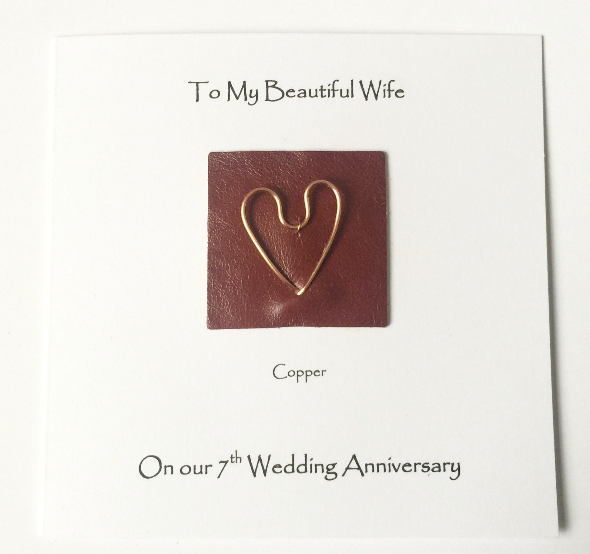 7th Wedding Anniversary Card Copper Anniversary Handmade