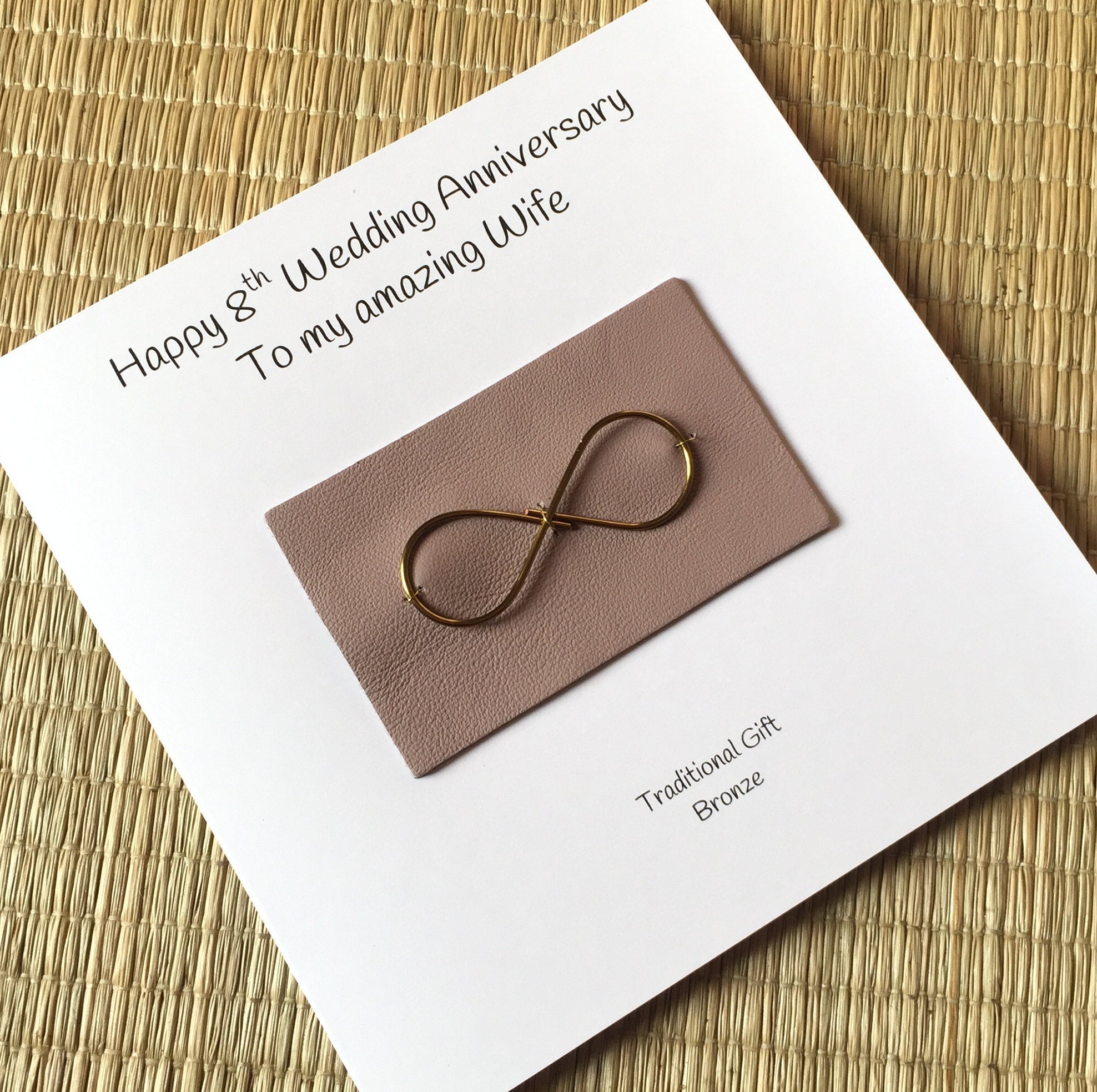8th Wedding Anniversary Card Bronze Anniversary Infinity Husband Wife