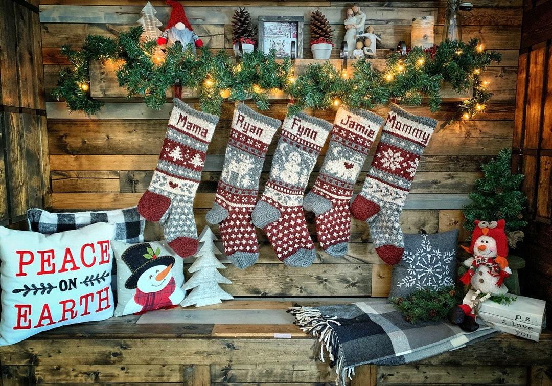 2024 Hand Knit Christmas Stockings Personalized Made to Order Any ...