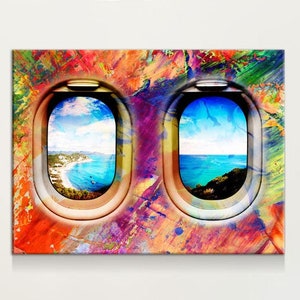 Airplane Window Seat, Abstract Decor, Travel Lovers Canvas Wall Art ...