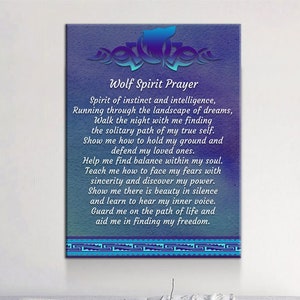 Wolf Spirit Prayer Canvas Wall Art, Wolf Decor, Wolf Prayer, Wolf Spirt ...