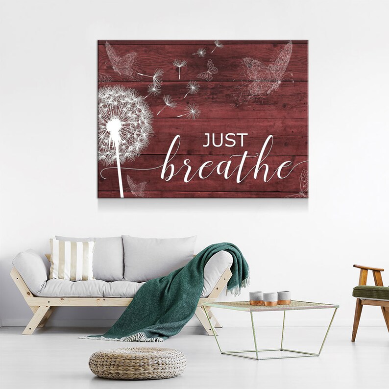 Just Breathe Canvas Wall Art Inspirational Wall Art Romantic | Etsy