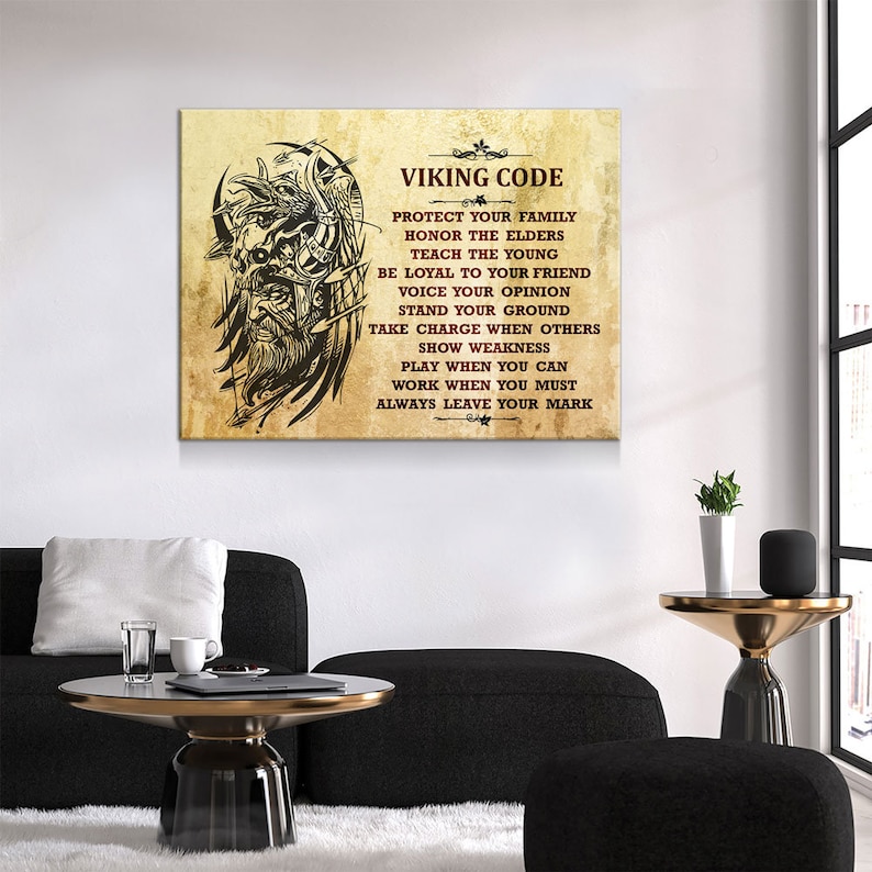 Viking Code Canvas Wall Art Nordic Decor Honor Loyalty - Etsy