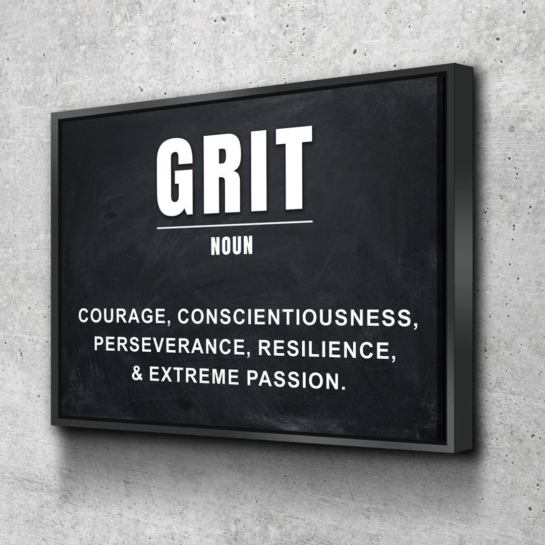 Grit Wall Art Canvas, Grit Noun, Motivational Artwork for Office Home ...