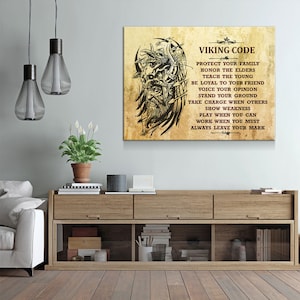 Viking Code Canvas Wall Art, Nordic Decor, Honor, Loyalty, Courage ...