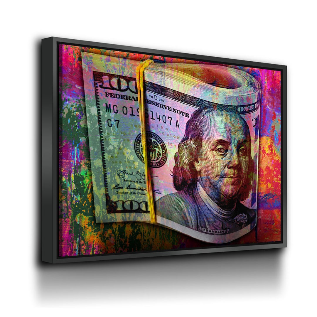 Graffiti Bills Canvas Wall Art, 100 Dollar Bills, Hundred Dollar Bills ...