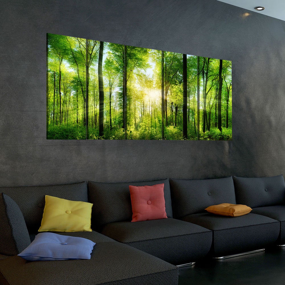 Green Forest Canvas Wall Art Wilderness Hiking Camping - Etsy