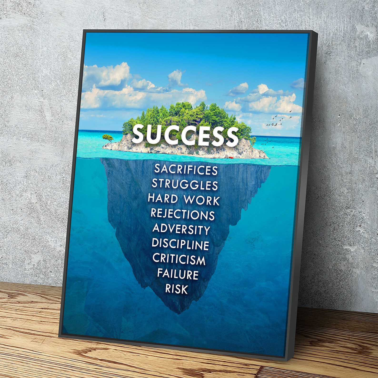 Success Island Motivational Canvas Wall Art Motivational | Etsy