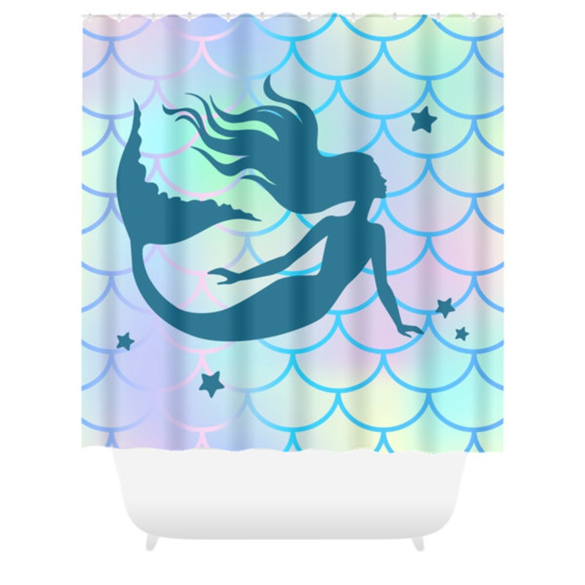 Mermaid Bathroom Theme Shower Curtain Beach Decor For Bathroom Etsy