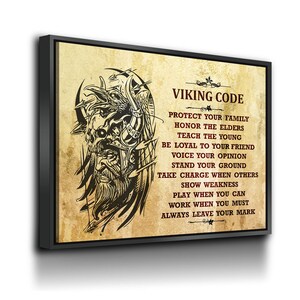 Viking Code Canvas Wall Art, Nordic Decor, Honor, Loyalty, Courage ...