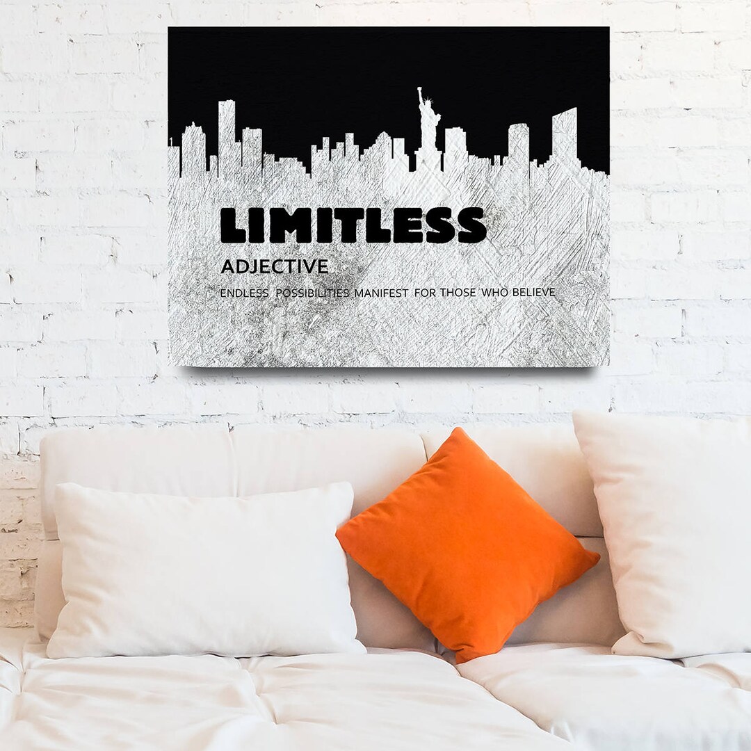 Limitless Motivational Canvas Wall Art, Abstract Wall Art, Office Decor ...
