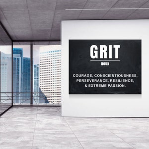 Grit Wall Art Canvas, Grit Noun, Motivational Artwork for Office Home ...