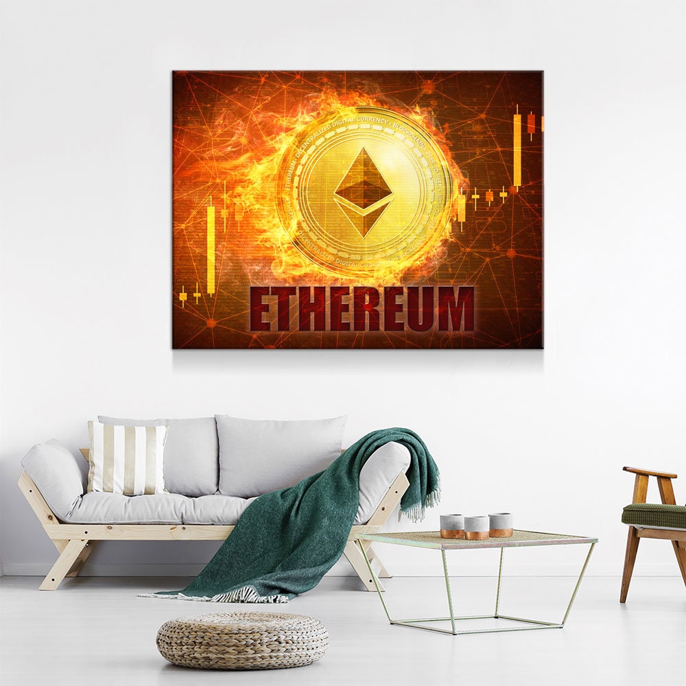 Ethereum Fire Canvas Wall Art Office Decor Bitcoin Crypto - Etsy UK