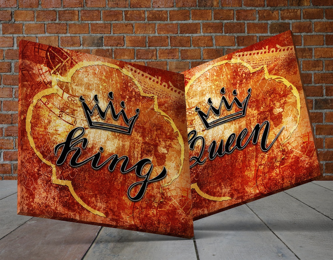King And Queen Canvas Wall Art Set Queen Crown King Crown | Etsy